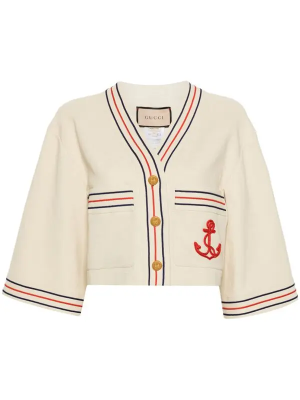 Gucci Anchor Appliqué Cropped Cardigan