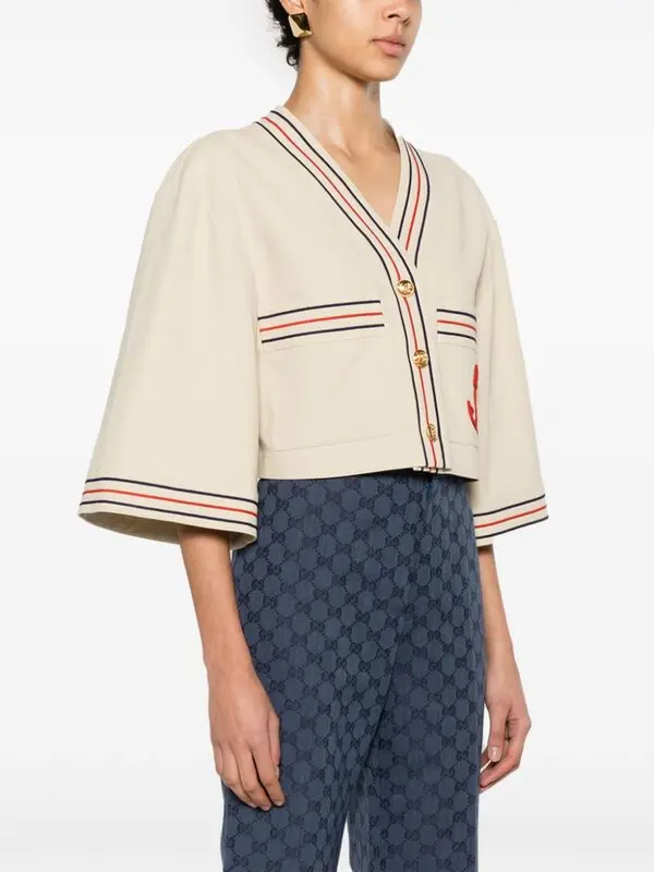 Gucci Anchor Appliqué Cropped Cardigan