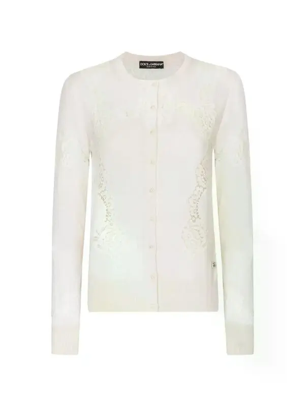 Dolce & Gabbana Lace-inserts Buttoned Cardigan - White