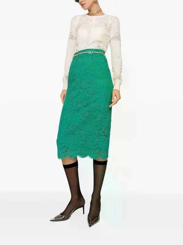 Dolce & Gabbana Lace-inserts Buttoned Cardigan - White