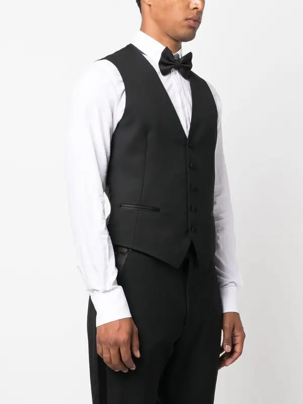 Tagliatore Button-down Cotton Waistcoat - Black