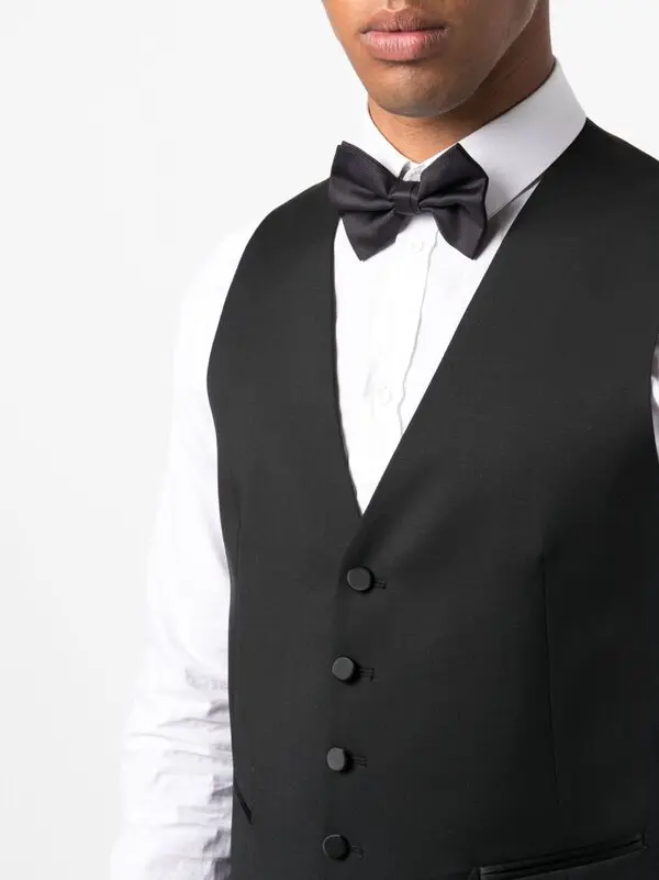 Tagliatore Button-down Cotton Waistcoat - Black