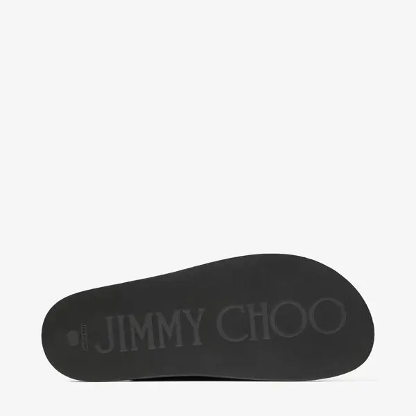 JIMMY CHOO Fayence Flat Leather Sandals With Pearl Embellishment - Black