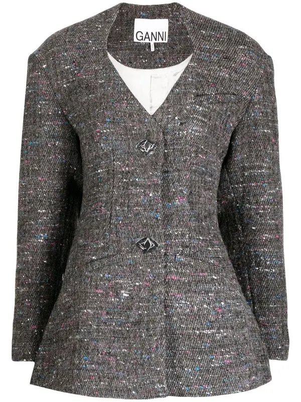 GANNI Fitted Wool-blend Blazer