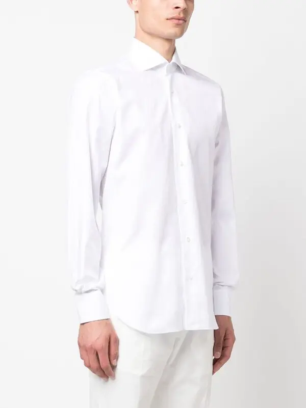 BARBA NAPOLI Spread-collar Cotton Shirt - White