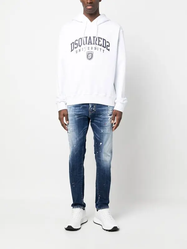 Dsquared2 University Print Hoodie - White