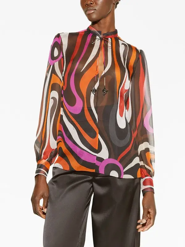 Emilio Pucci Wave-print Silk Blouse