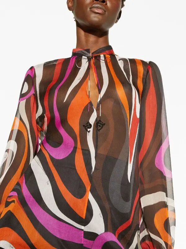 Emilio Pucci Wave-print Silk Blouse