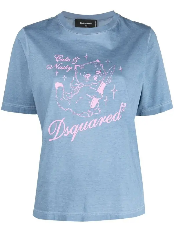 Dsquared2 Graphic Print Cotton T-shirt - Blue