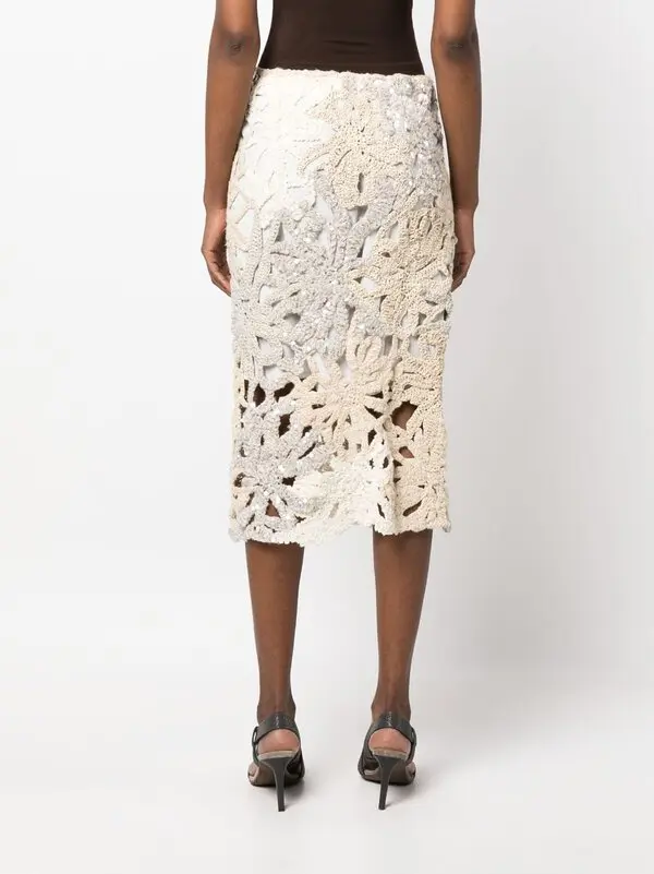 Brunello Cucinelli Embellished Crochet-knit Skirt
