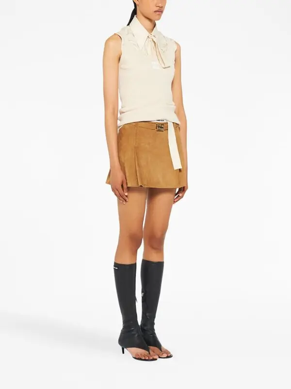 Miu Miu Belted Suede Miniskirt