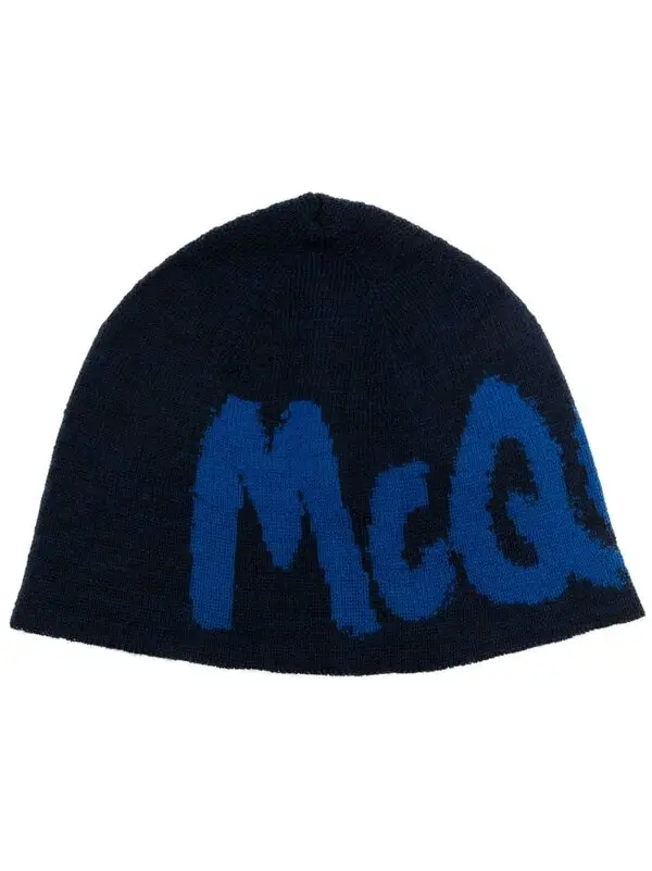 Alexander McQueen Intarsia-Logo Knit Beanie Mcqueen Beanie ALEXANDER MCQUEEN Logo-Intarsia Folded-Brim  main image 4
