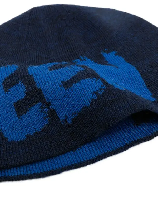 Alexander Mcqueen Intarsia-Knit Logo Beanie In Blue - 63  display picture 3