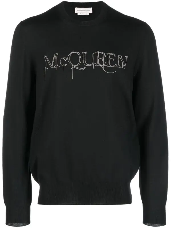 Alexander McQueen Embroidered-logo Cotton Jumper