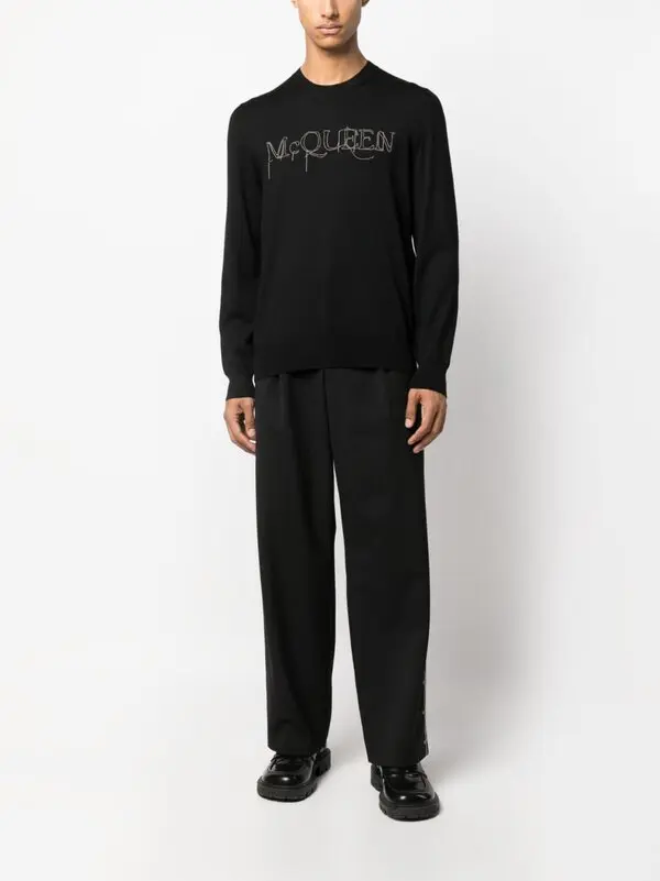 Alexander McQueen Embroidered-logo Cotton Jumper