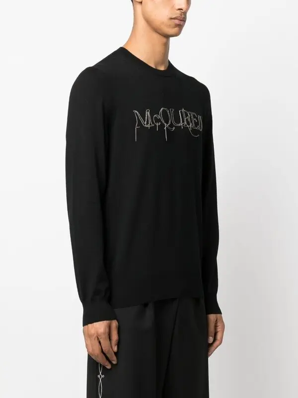 Alexander McQueen Embroidered-logo Cotton Jumper