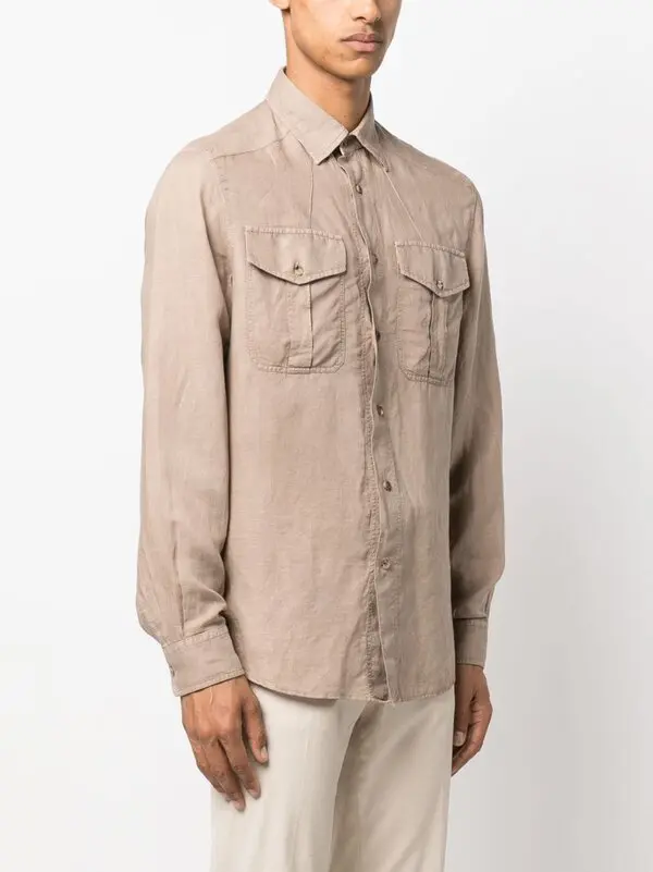 Brunello Cucinelli Two-pocket Long-sleeved Shirt - Brown