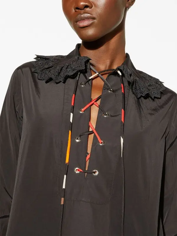 Emilio Pucci Lace-up Ruffled Blouse