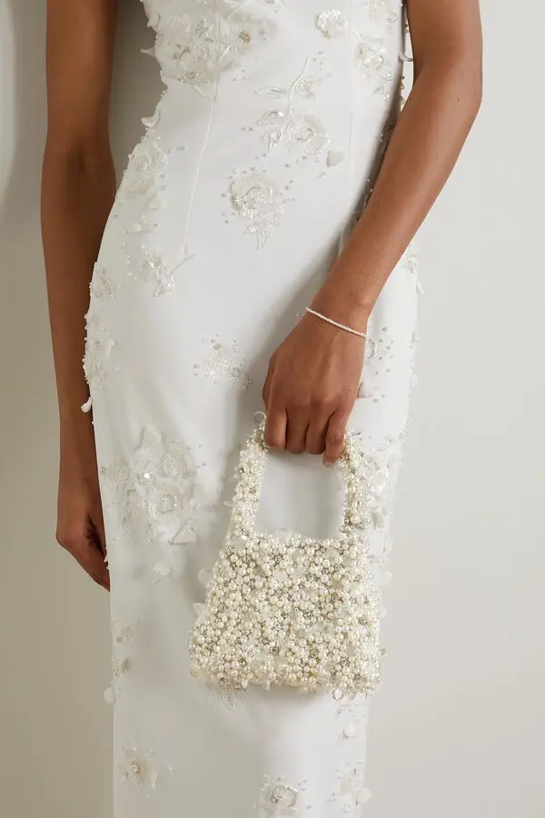 CLIO PEPPIATT Crystal And Pearl Embellished Tulle Bag