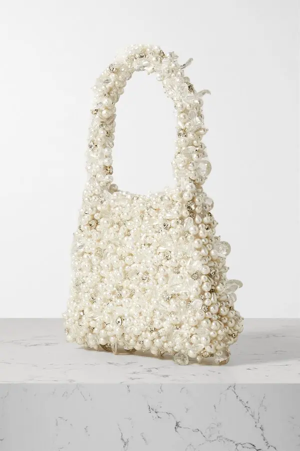 CLIO PEPPIATT Crystal And Pearl Embellished Tulle Bag