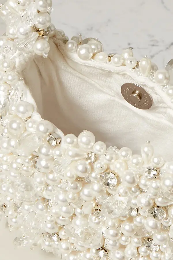 CLIO PEPPIATT Crystal And Pearl Embellished Tulle Bag