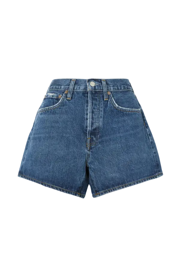 AGOLDE Parker Long Clean Organic Denim Shorts - Blue