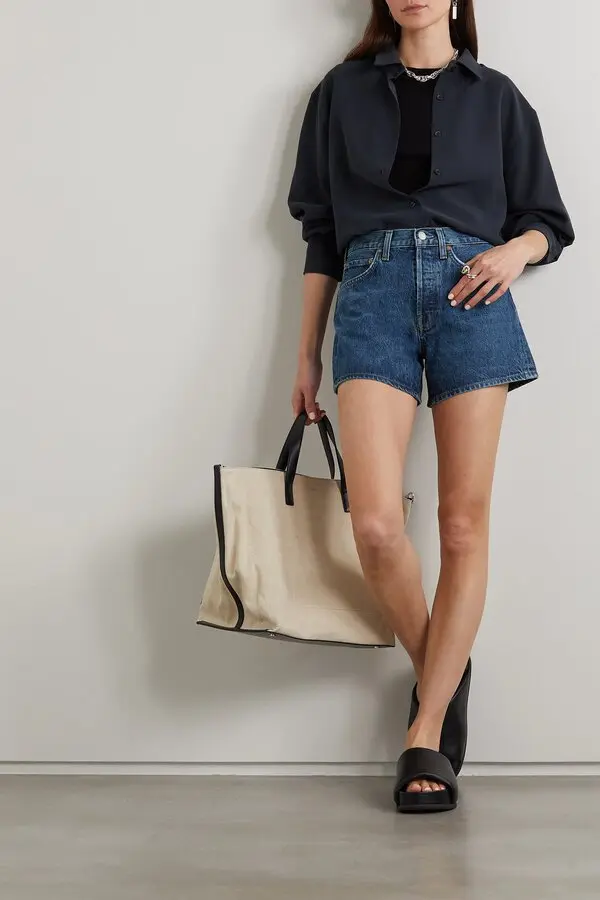 AGOLDE Parker Long Clean Organic Denim Shorts - Blue