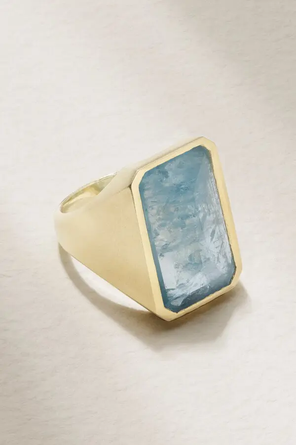 Irene Neuwirth Classic Bezel Cigar 18-karat Aquamarine Ring