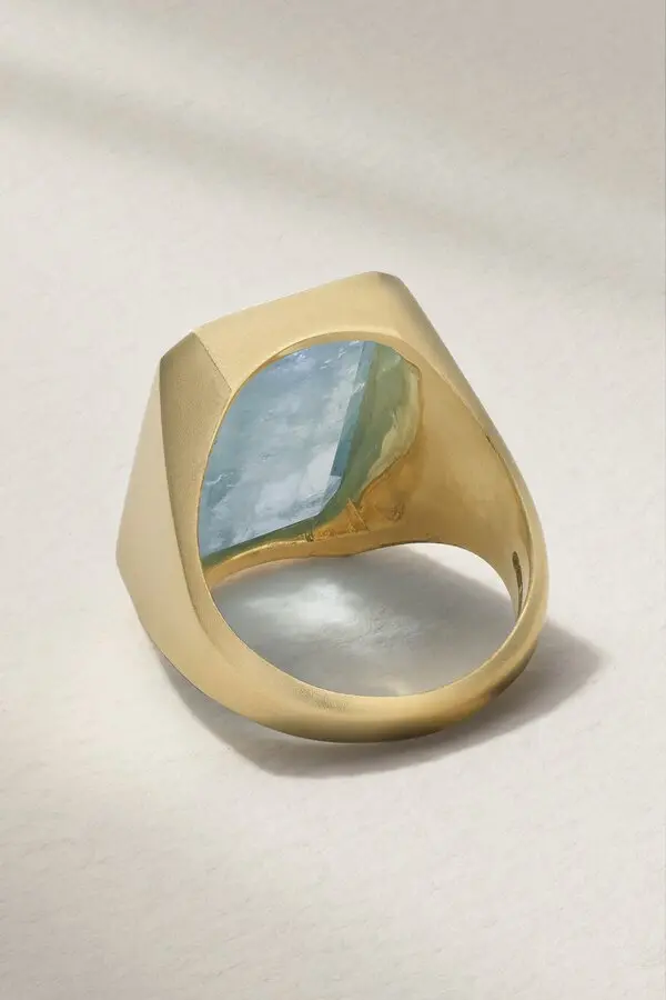 Irene Neuwirth Classic Bezel Cigar 18-karat Aquamarine Ring
