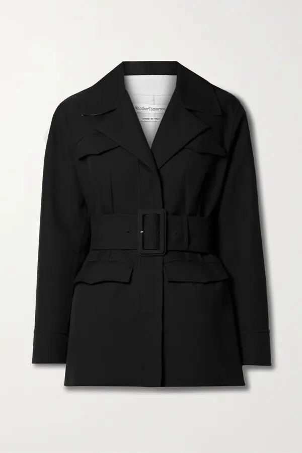 Another Tomorrow Net Sustain Belted Organic Cotton Blazer
