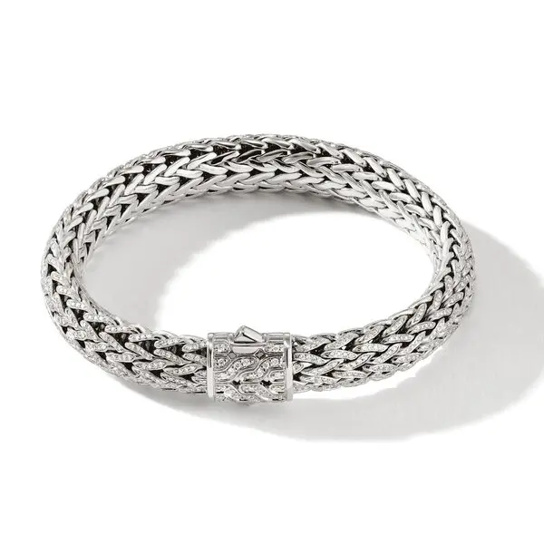 John Hardy Icon Chain Bracelet With Diamond Clasp - Sterling Silver