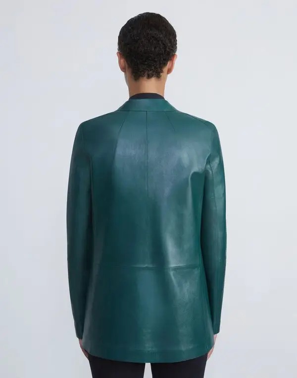 Lafayette 148 New York Nappa Leather Single Button Blazer