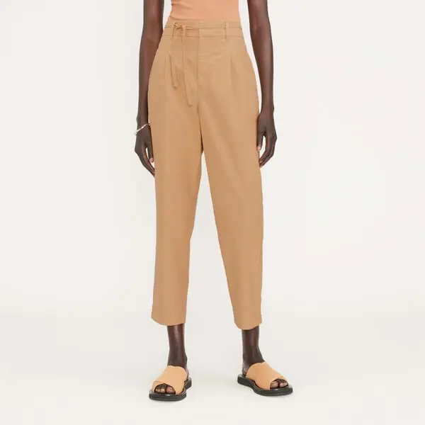 Everlane Poplin Pleated Tapered Pants - Caramel