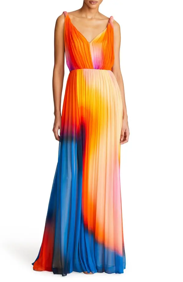 sachin and babi light blue dress AGUA MAXI DRESS IN BLUSH CRINKLE CHIFFON