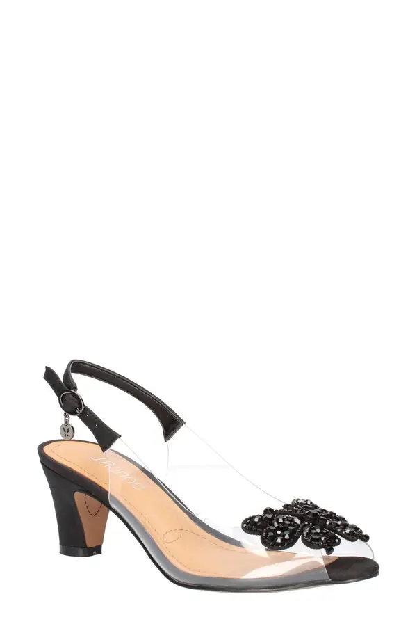 J. Reneé Kerensa Crystal Butterfly Slingback Pumps - Clear/ Black