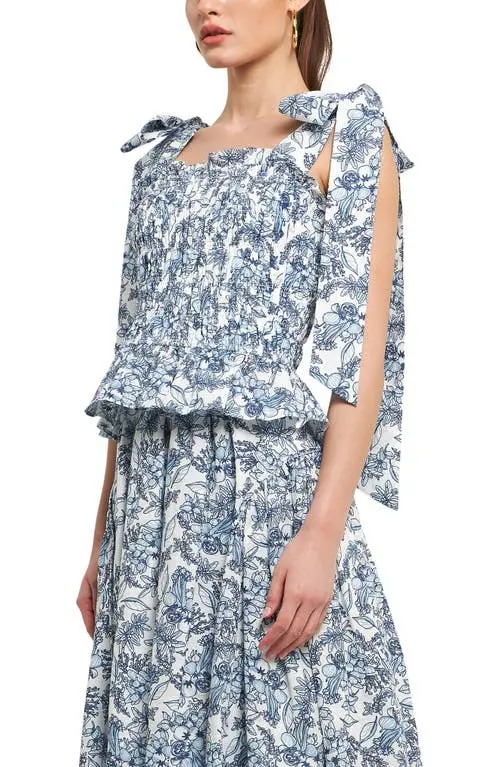 Endless Rose Smocked Tie Shoulder Tank