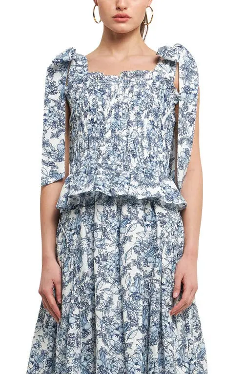 Endless Rose Smocked Tie Shoulder Tank