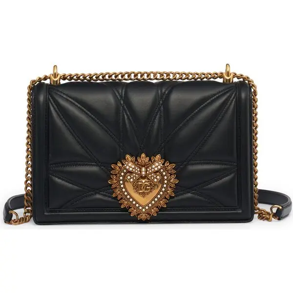 Dolce & Gabbana Devotion Logo Heart Lambskin Crossbody Bag
