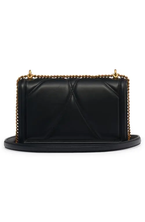 Dolce & Gabbana Devotion Logo Heart Lambskin Crossbody Bag - Black