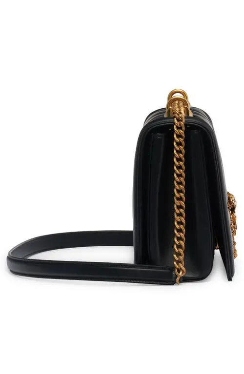 Dolce & Gabbana Devotion Logo Heart Lambskin Crossbody Bag - Black