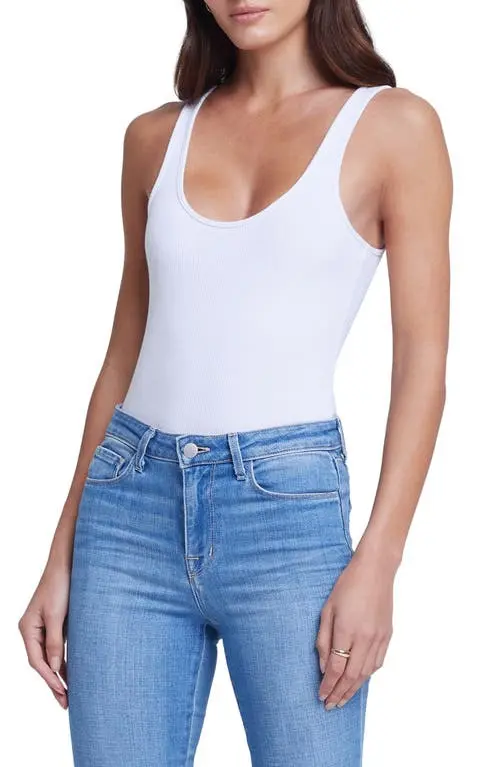 L'Agence Nica Scoop Neck Tank Bodysuit - White