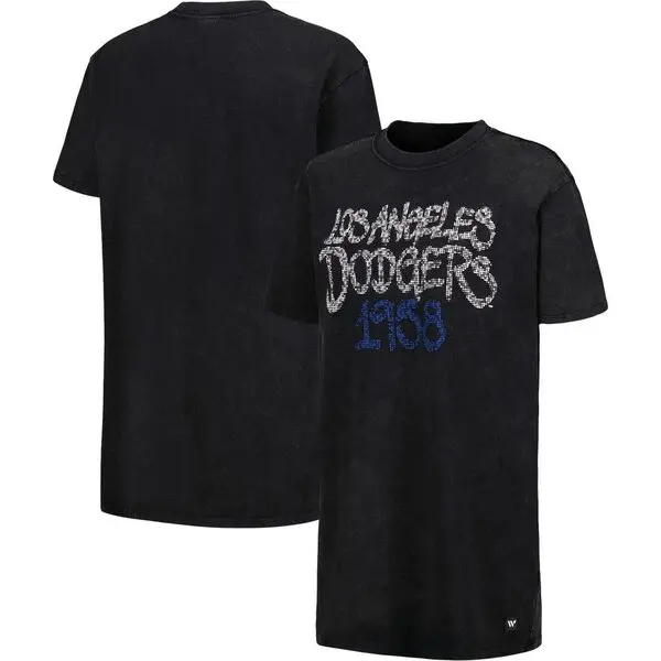 THE WILD COLLECTIVE Los Angeles Dodgers T-shirt Dress - Black