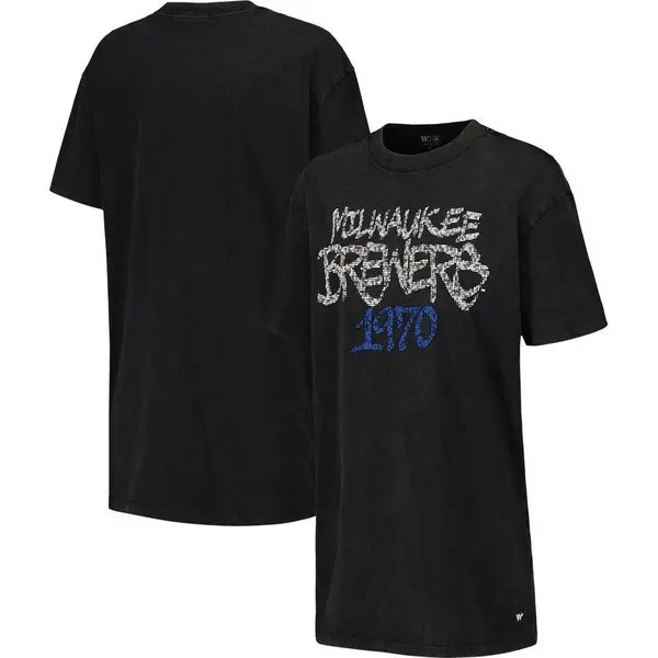 THE WILD COLLECTIVE Milwaukee Brewers T-shirt Dress - Black