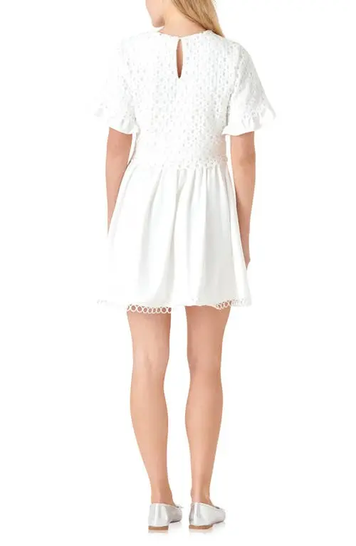 English Factory Mixed Media Circle Trim Dress