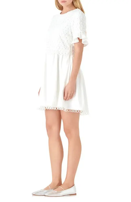 English Factory Mixed Media Circle Trim Dress