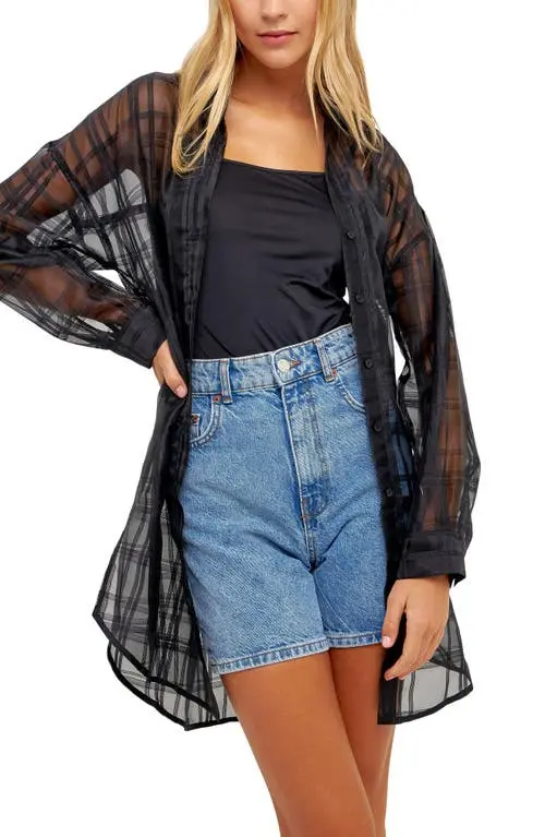 English Factory Check Button-up Shirt With Cami
