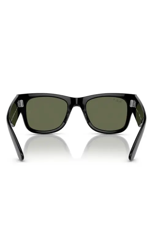 Ray-ban Mega Wayfarer 52mm Polarized Square Sunglasses - Black