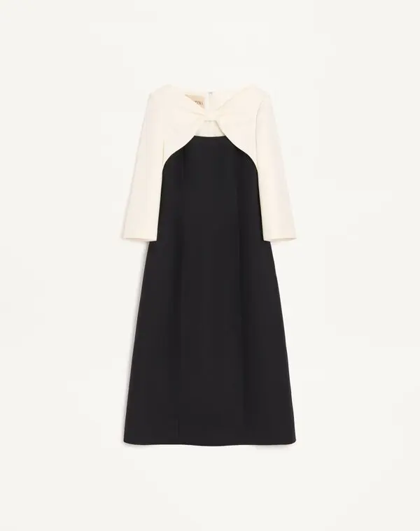 Valentino Garavani Crepe Couture Midi Dress With Jewel Button Detail - Black/ivory
