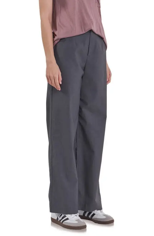GREY LAB Relaxed High Waist Wide Leg Pants - Heather Grey