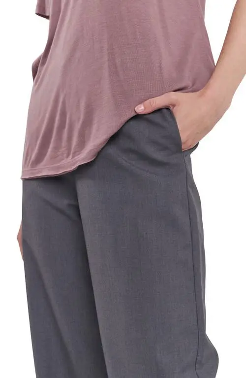 GREY LAB Relaxed High Waist Wide Leg Pants - Heather Grey